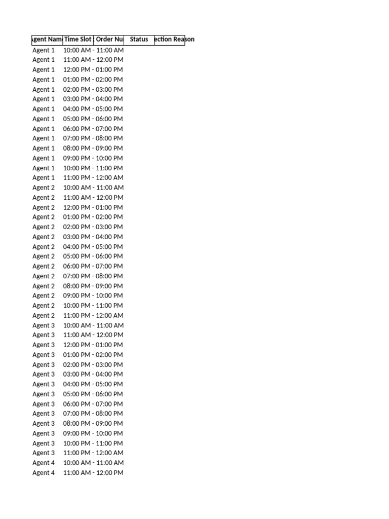 Agent Schedule and Time Slots | PDF