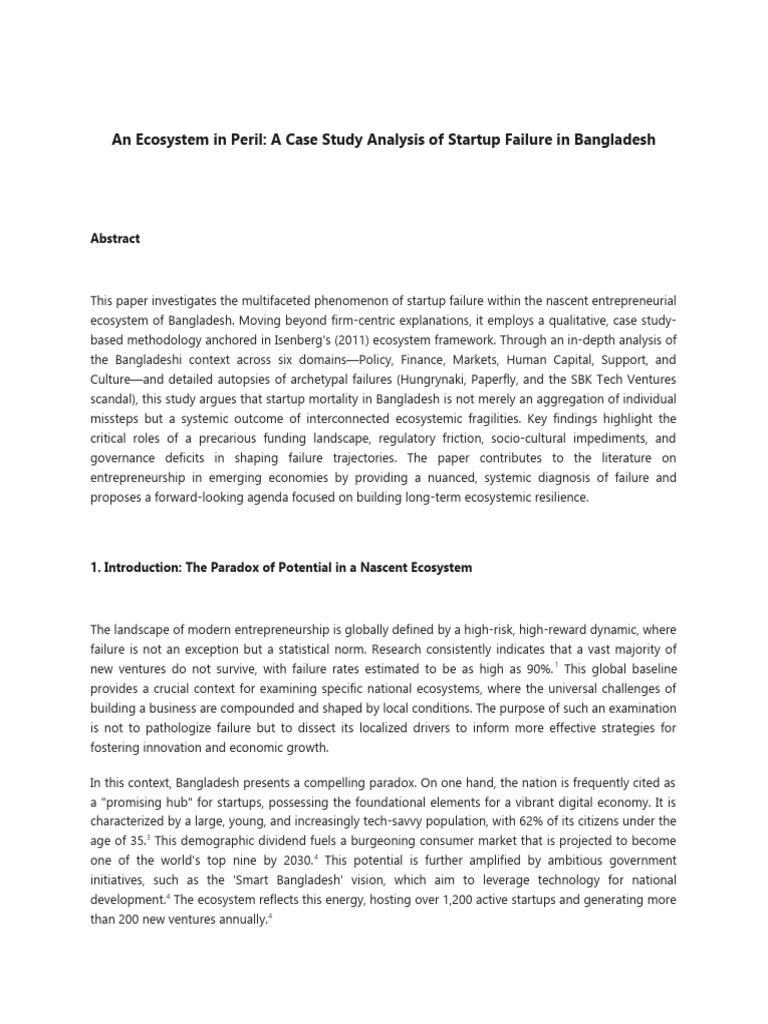 Bangladeshi Startup Failure Case Study | PDF | Startup Company | Small ...