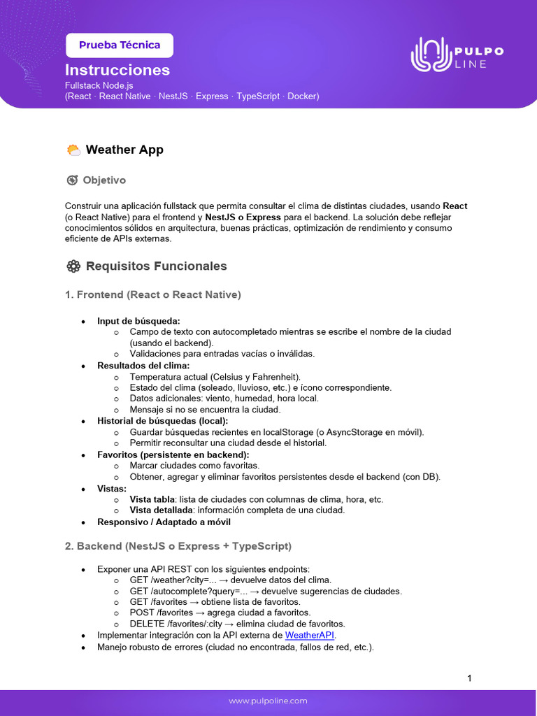 Fullstack Node - Js (React React Native NestJS Express TypeScript Docker) Prueba Teìcnica | PDF ...
