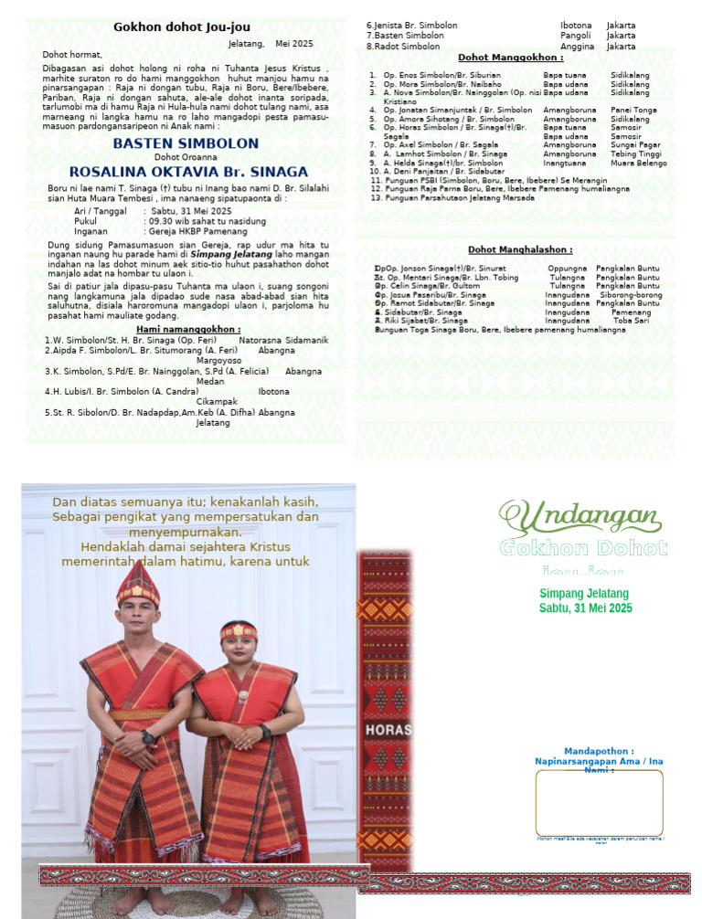 Undangan Pesta Pernikahan Basten Simbolon | PDF