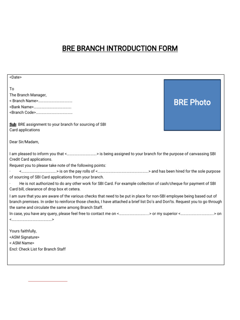 BRE Branch Introduction Guidelines | PDF
