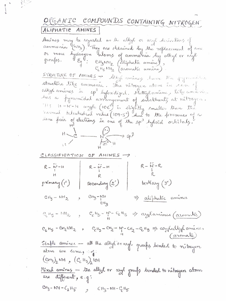 Organic Compounds Containing Nitrogen | PDF