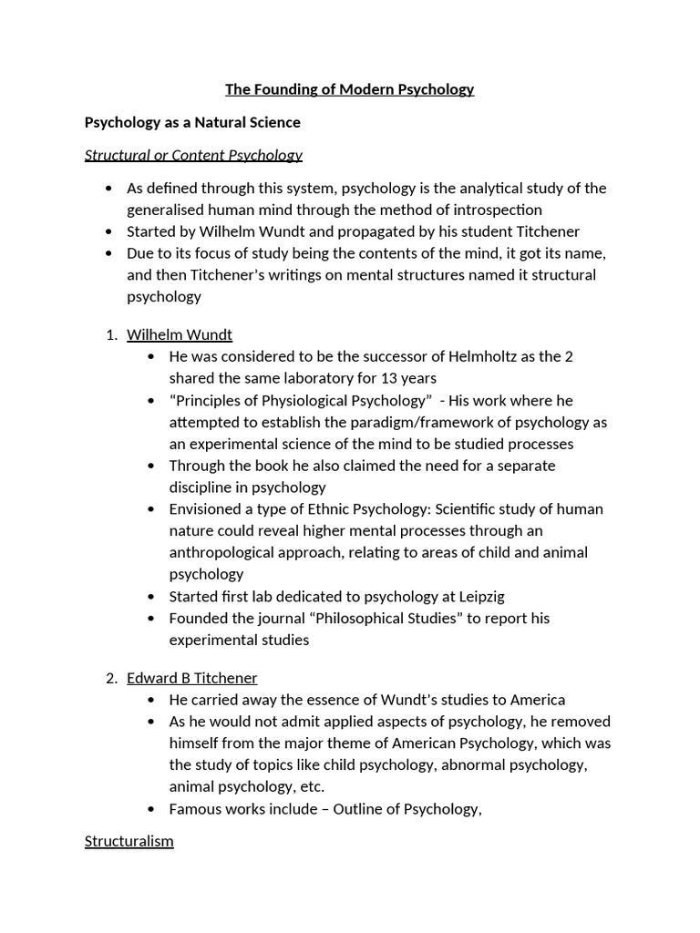 Founding Principles of Modern Psychology | PDF | Psychology | Metaphysics
