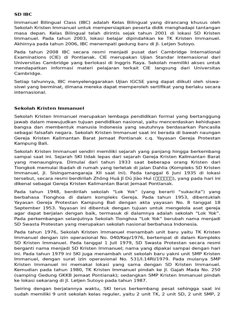 Kelas Bilingual di SD IBC Pontianak | PDF