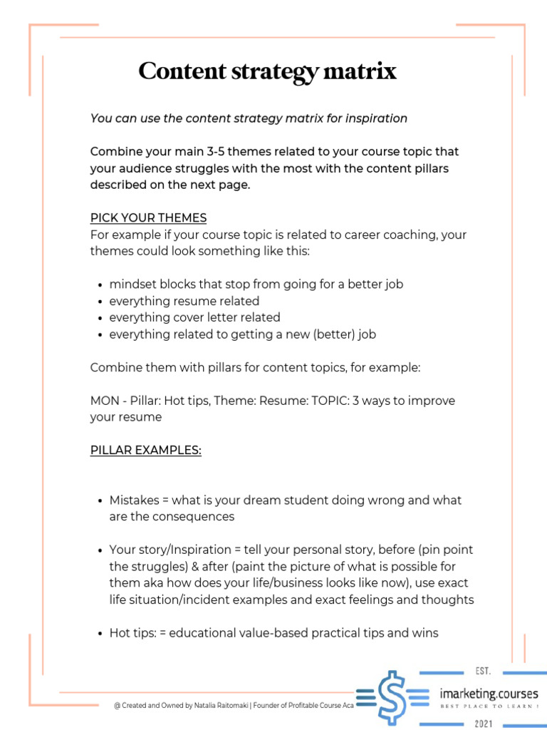 04-Content Strategy Matrix | PDF | Psychology | Psychological Concepts