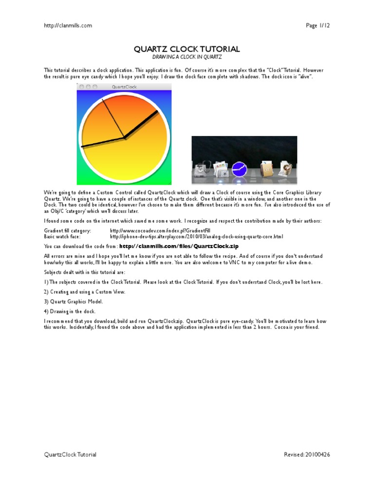 Quartz Clock Tutorial: Page 1/12 | PDF | Portable Document Format ...