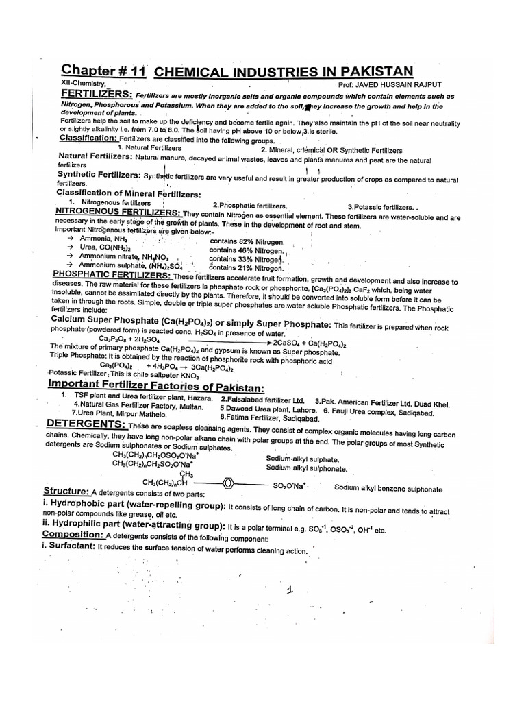 Chemical Industries in Pakistan Chemistry Class 12 | PDF