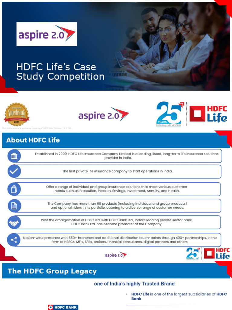 HDFC Life Aspire 2.0 Case Study Competition | PDF | Insurance | Mergers ...