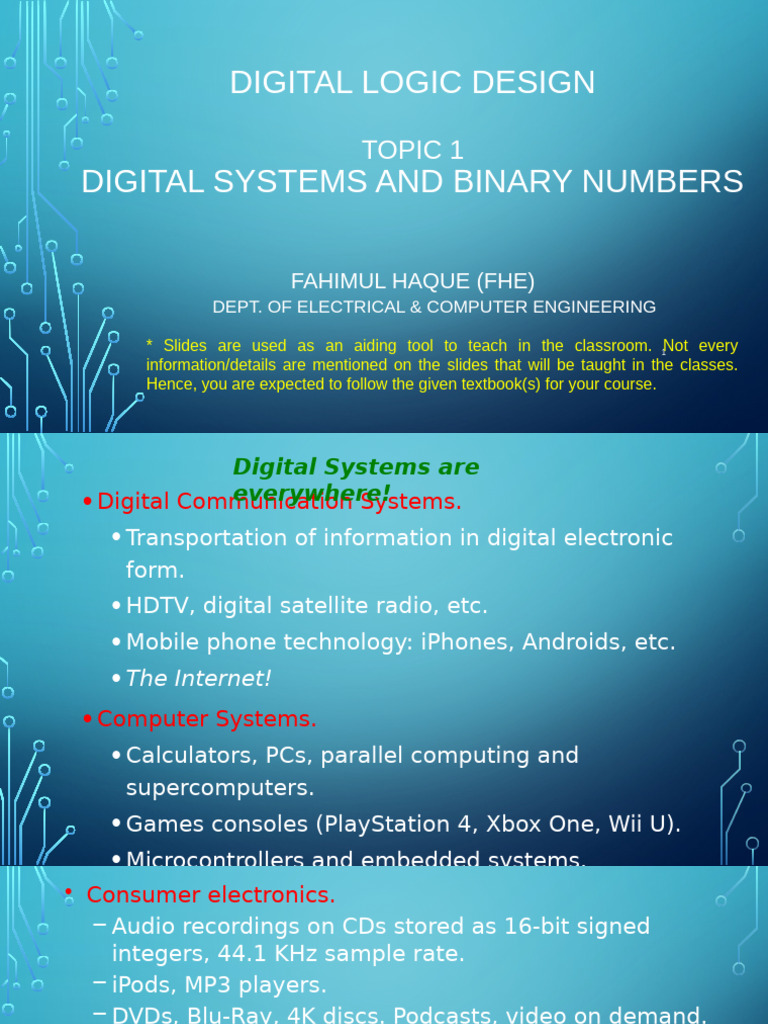 Topic 1 - Digital Systems and Binary Numbers | PDF | Binary Coded Decimal | Arithmetic