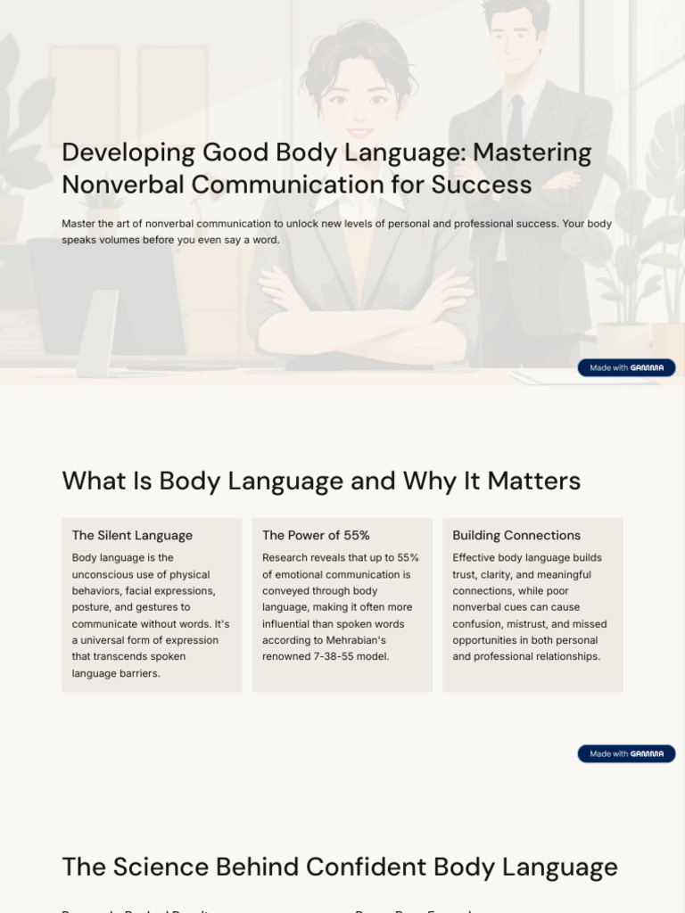 Developing Good Body Language Mastering Nonverbal Communication For ...