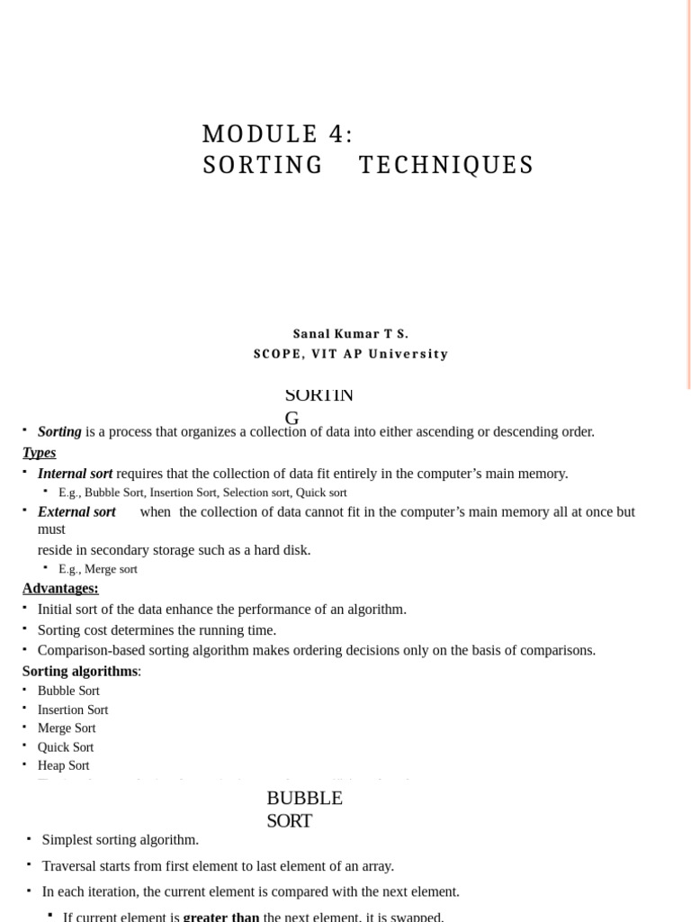 Module 4 Sorting Upto Merge Sort NEW | PDF | Theoretical Computer Science | Computing