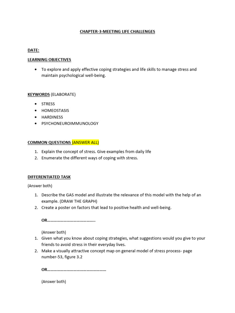 CHAPTER-3 Meeting Life Challenges | PDF