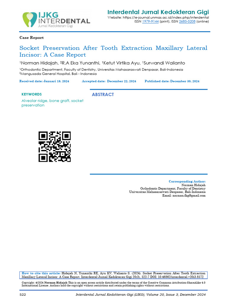Socket Preservation Pasca Ekstraksi Gigi | PDF