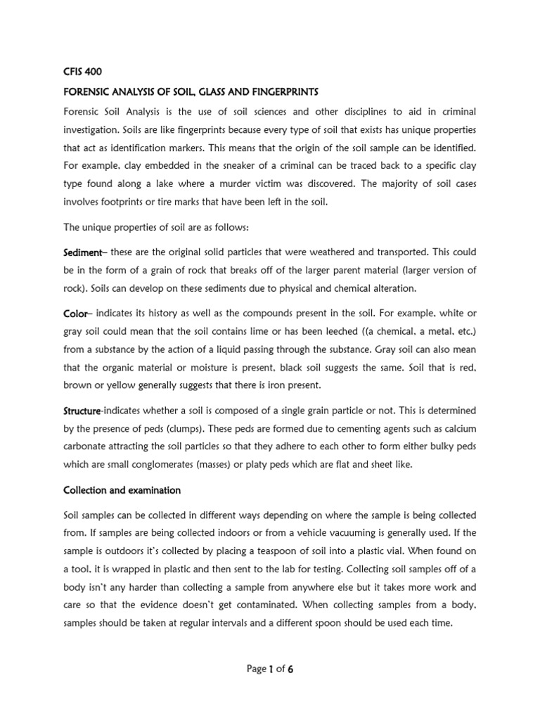 Forensic Analysis of Soil Glass and Fingerprints | PDF | Fingerprint | Soil