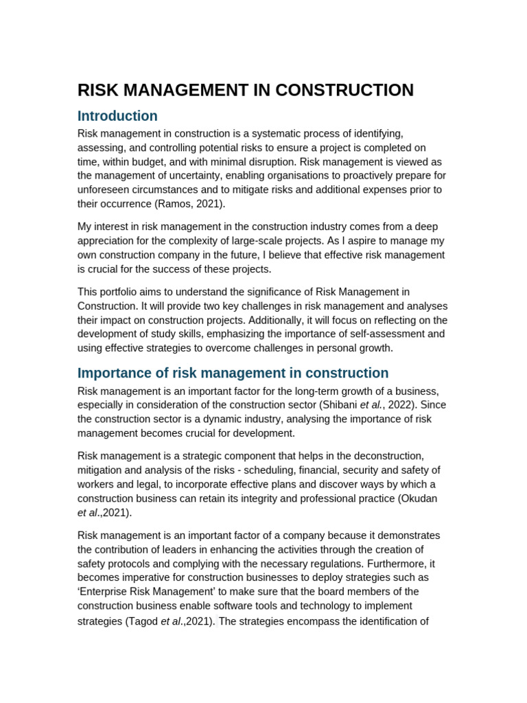 Effective Risk Management in Construction | PDF | Risk Management | Risk