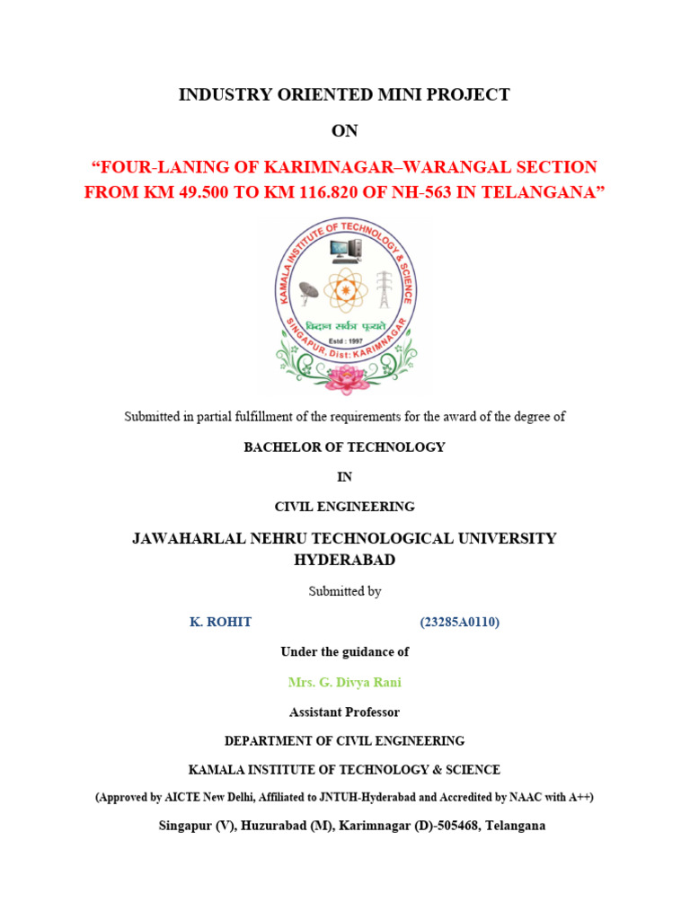 KNR - WL NH 563 Rohit | PDF | Road Infrastructure | Road Transport