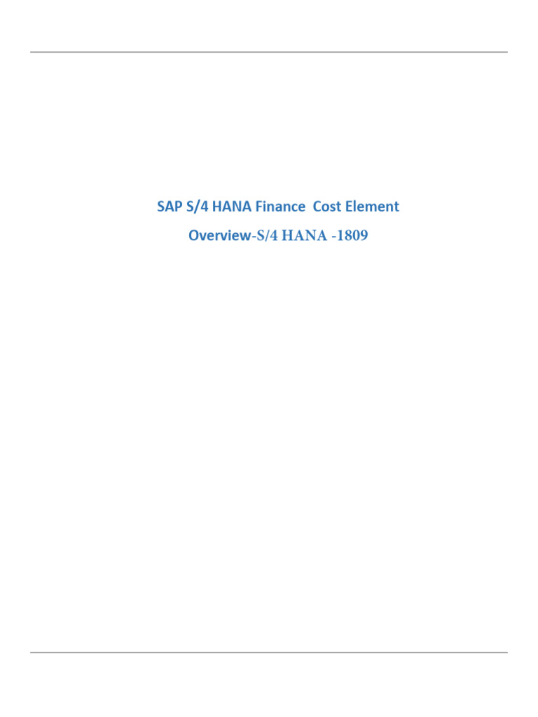 Cost Element Table in SAP S/4 HANA | PDF | Computing