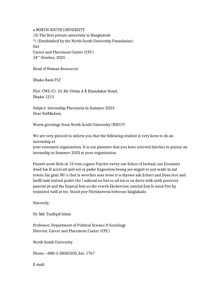 Internship Placement Letter | PDF