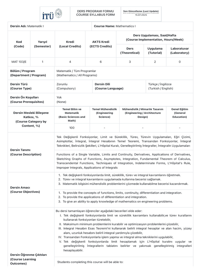 Mat 103 Sllysbus | PDF