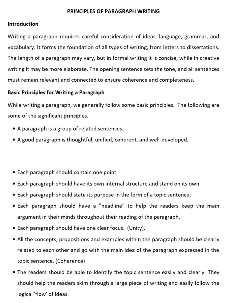 Principles of Effective Paragraph Writing | PDF | Argument | Evidence