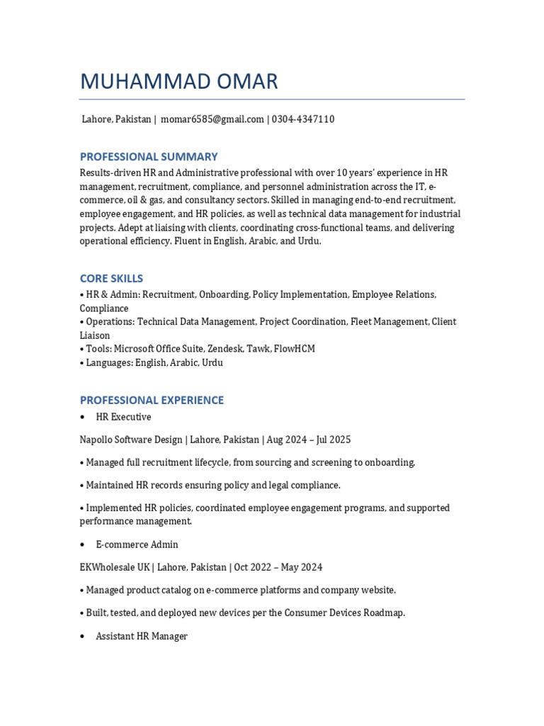 HR & Admin Professional Resume | PDF | Business | Computing