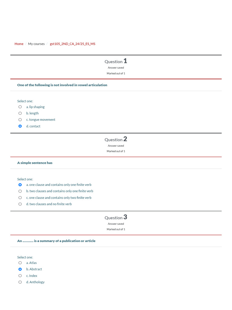 CLICK HERE TO START 2ND GST 105 CONTINUOUS ASSESSMENT - Environmental ...