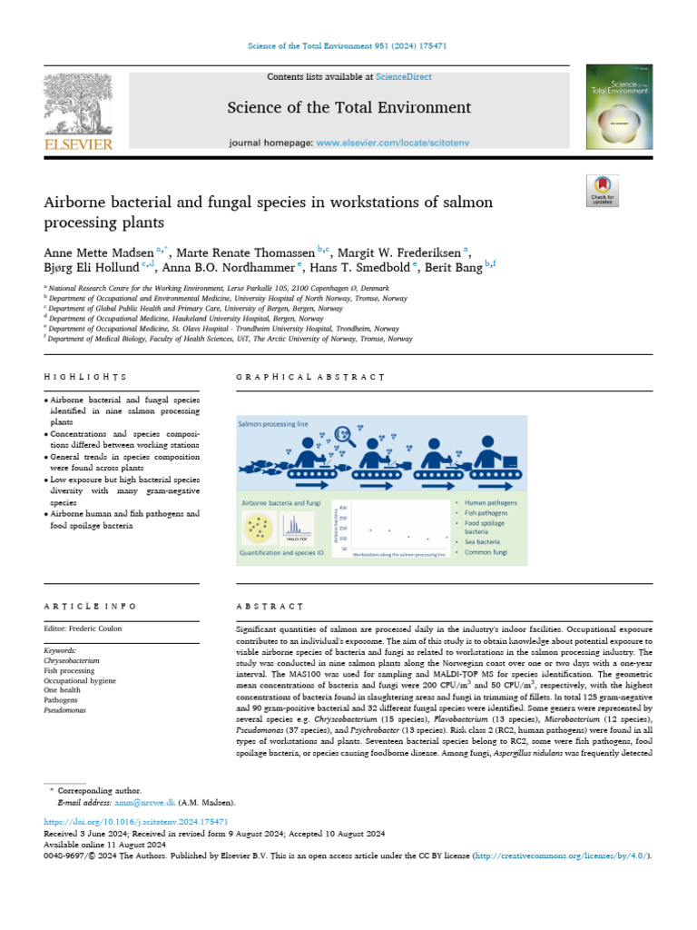 Airborne Bacterial and Fungal Species in Workstations of Salmon | PDF | Bacteria | Fungus
