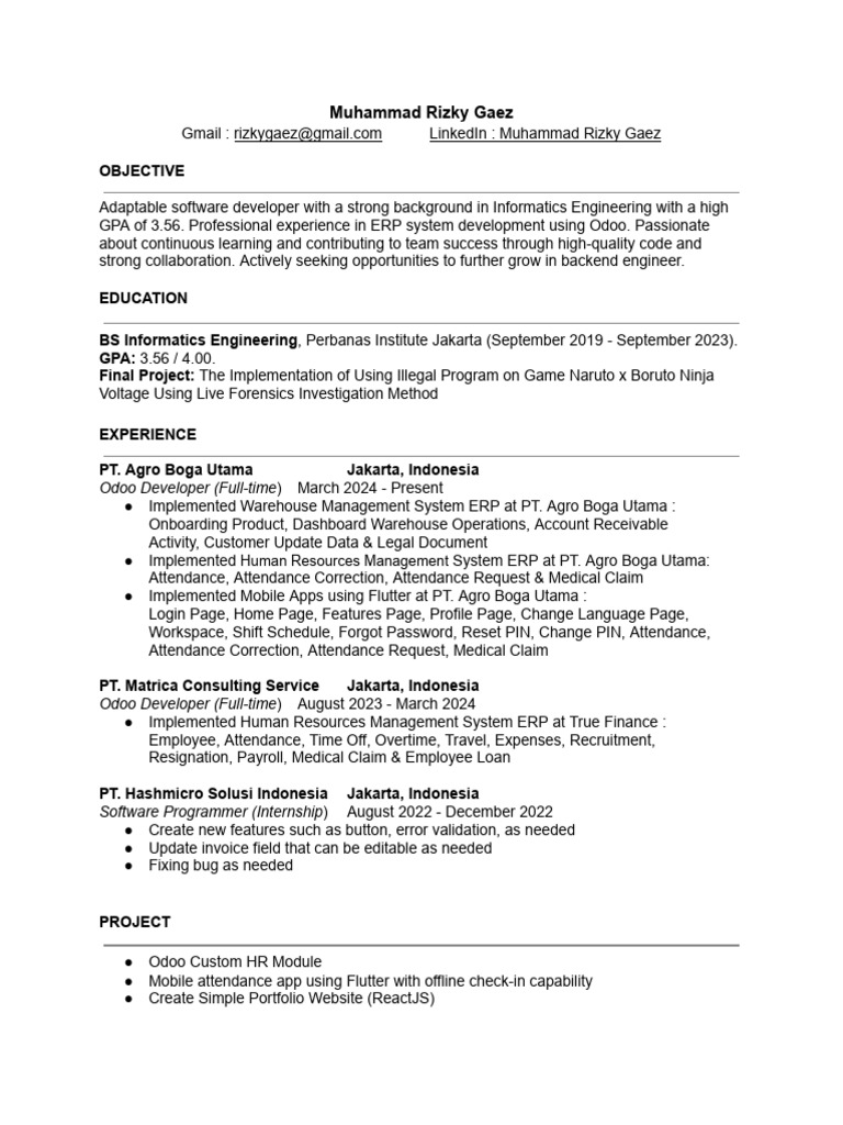 Cv-Muhammad Rizky Gaez | PDF