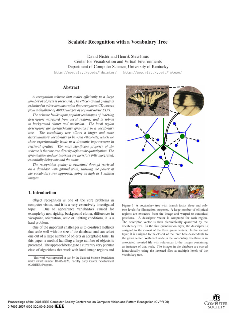 Scalable Object Recognition with Vocabulary Tree | PDF | Information ...