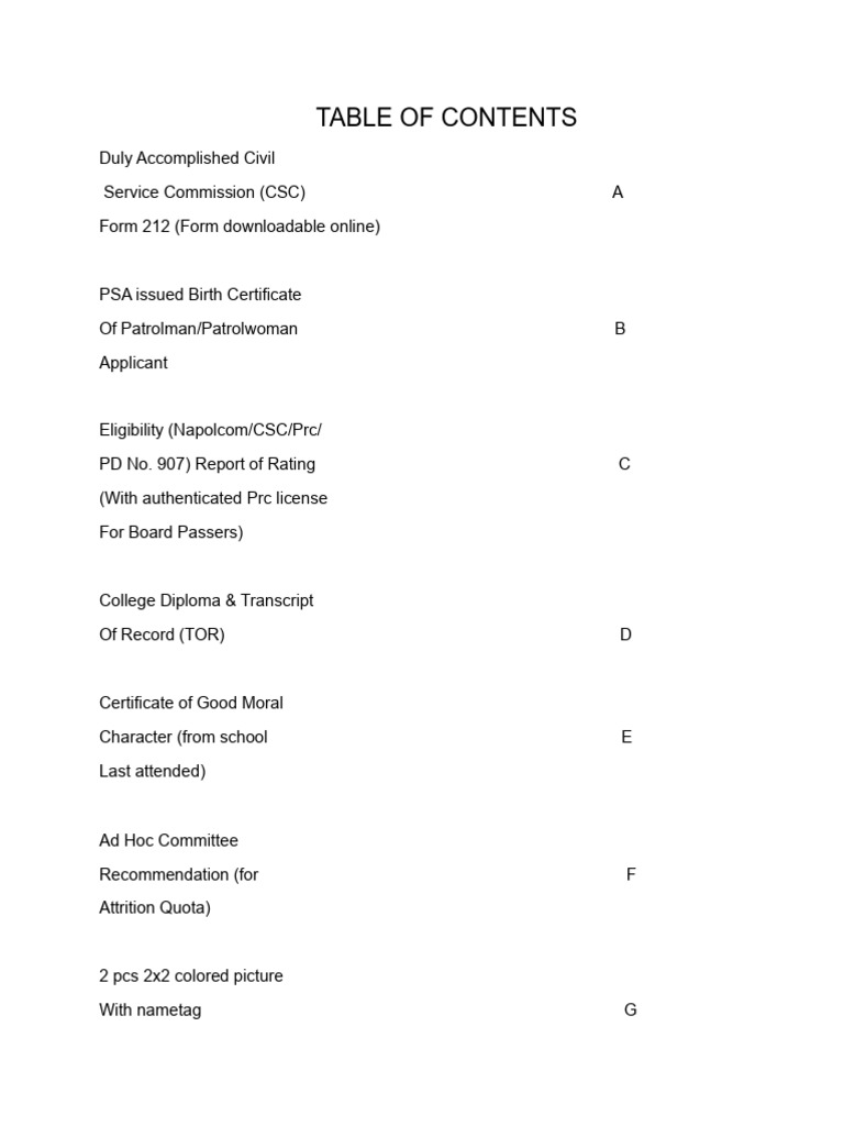 Civil Service Application Requirements | PDF