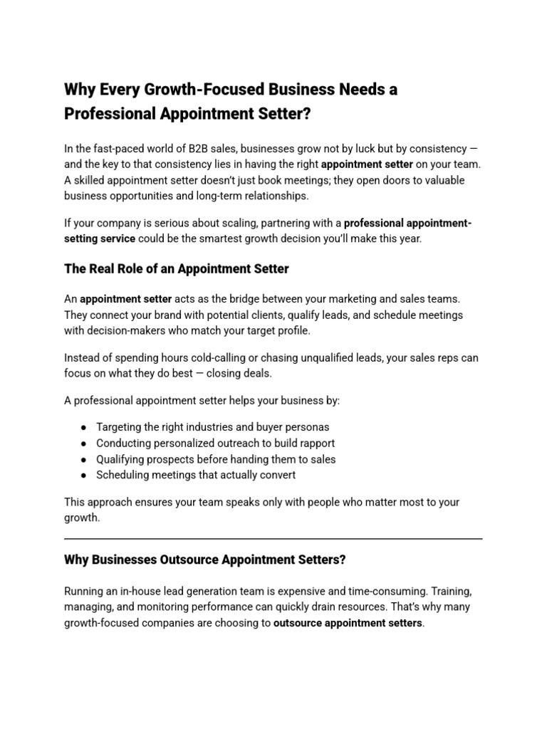 Why Every Growth-Focused Business Needs A Professional Appointment ...