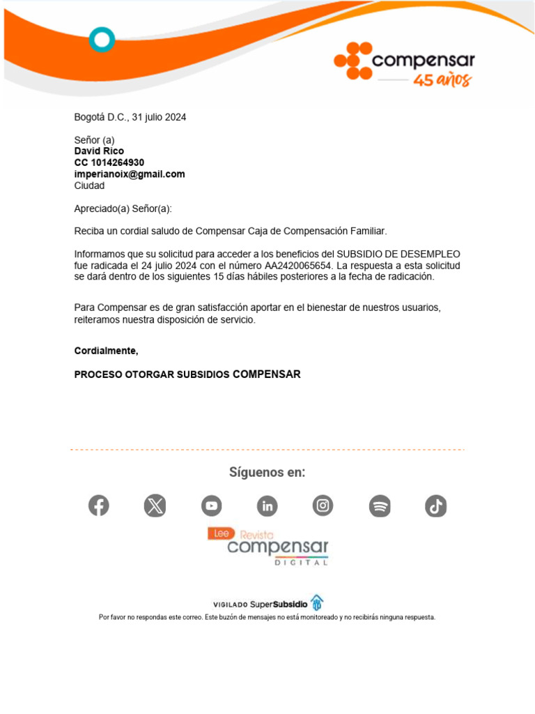 AA2420065654 David Rico RADICADO | PDF