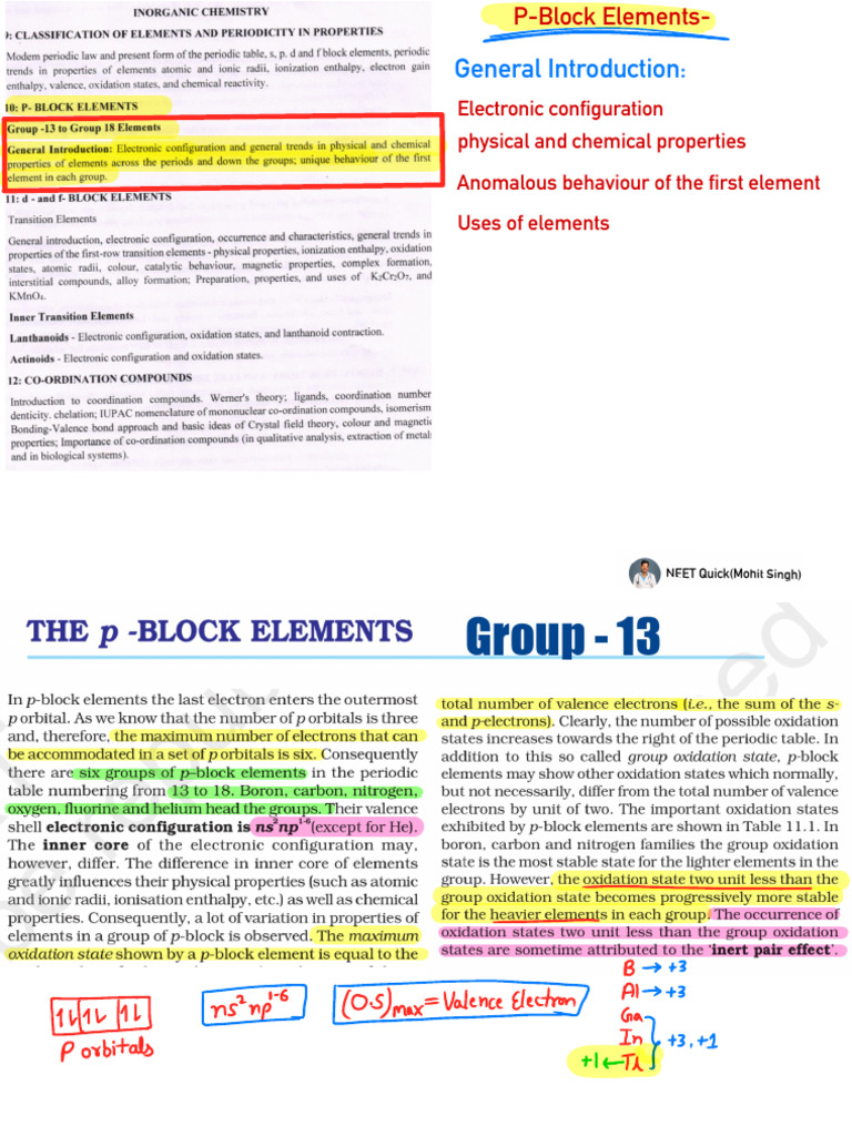 P Block (Group - 13) NCERT HIGHLIGHTS | PDF | Aluminium | Atoms