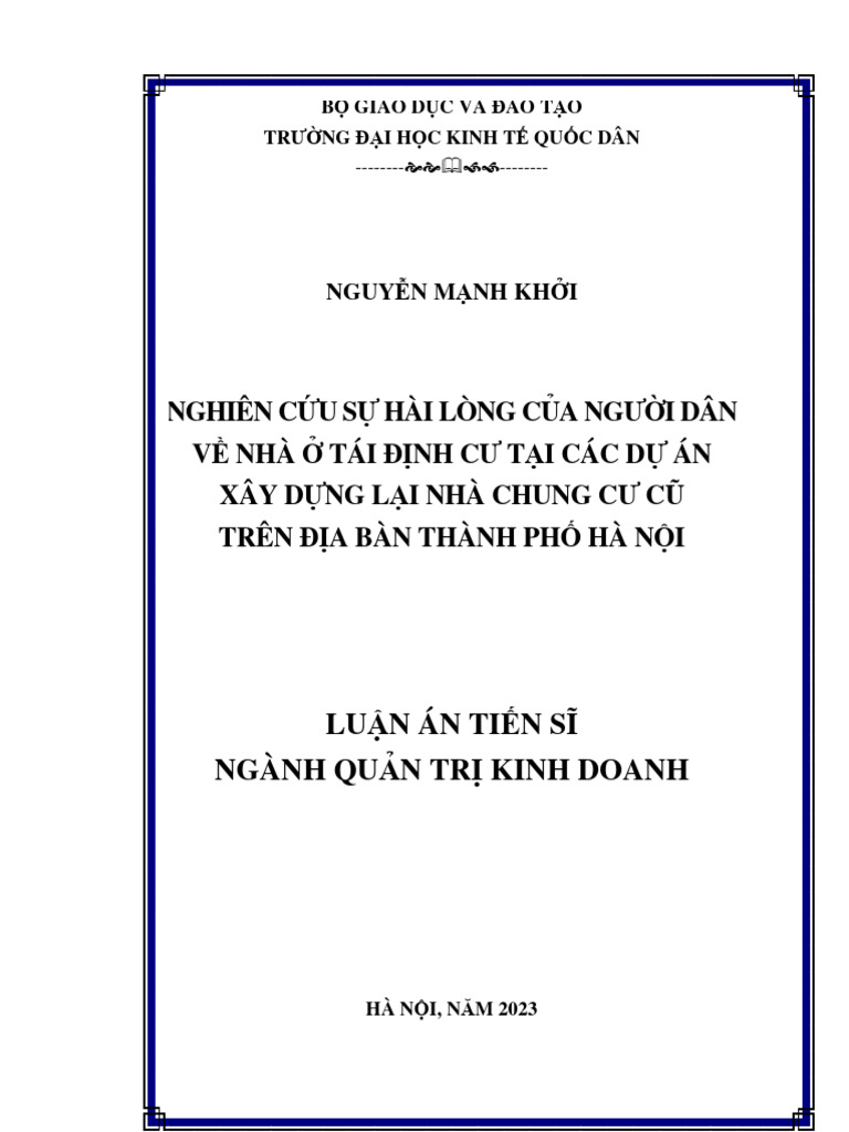 Luận án Nghien cuu su hai long cua nguoi dan tai cac DA tdc chung cu cu ...