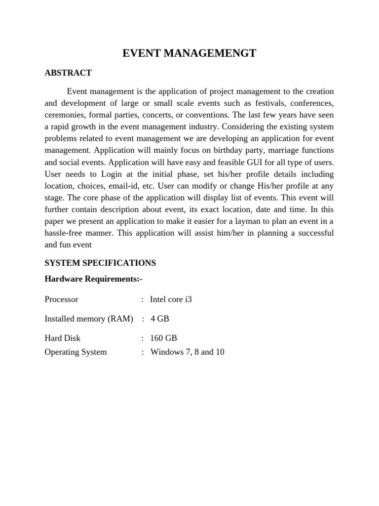 Event Management Application Overview | PDF