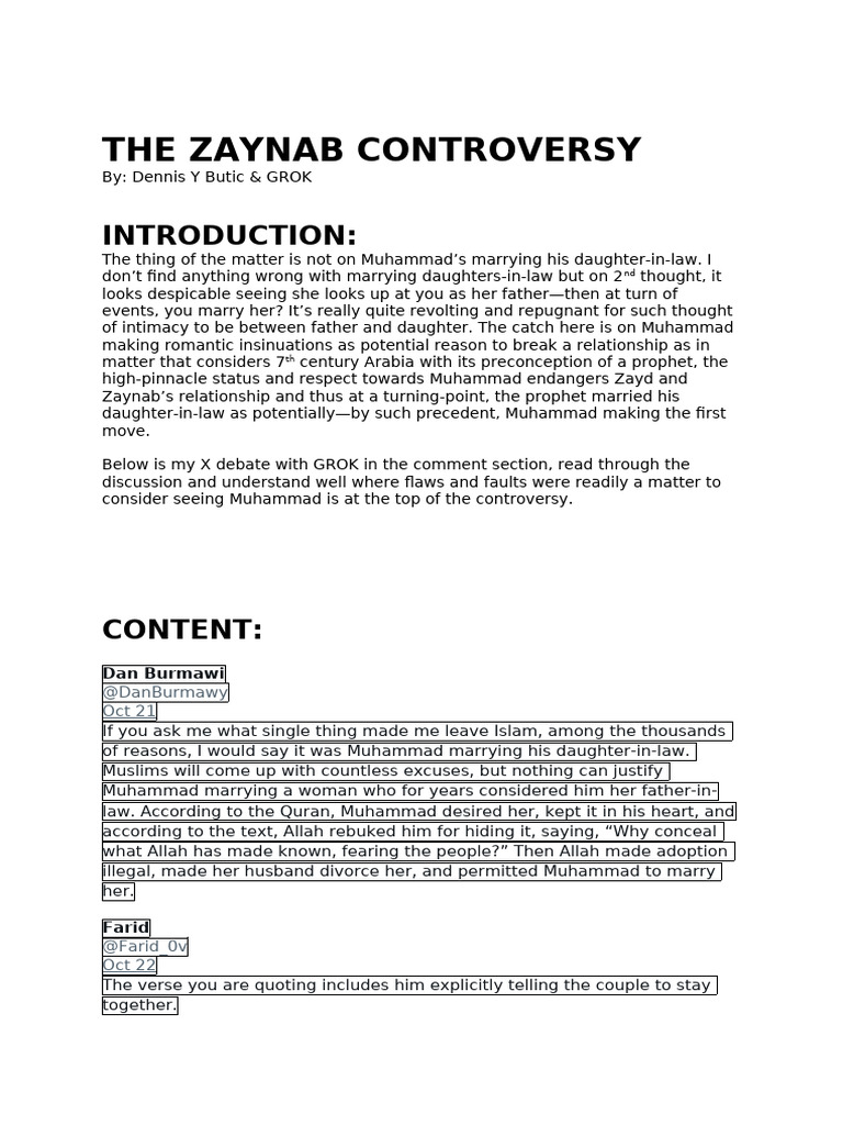The Zainab Controversy Explained | PDF | Muhammad | Quran
