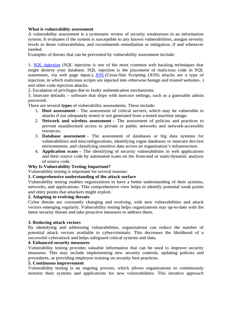 Vulnerability Assessment | PDF | Computer Security | Security