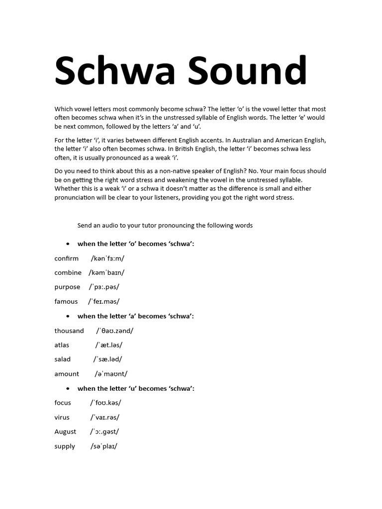 Schwa Sound | PDF