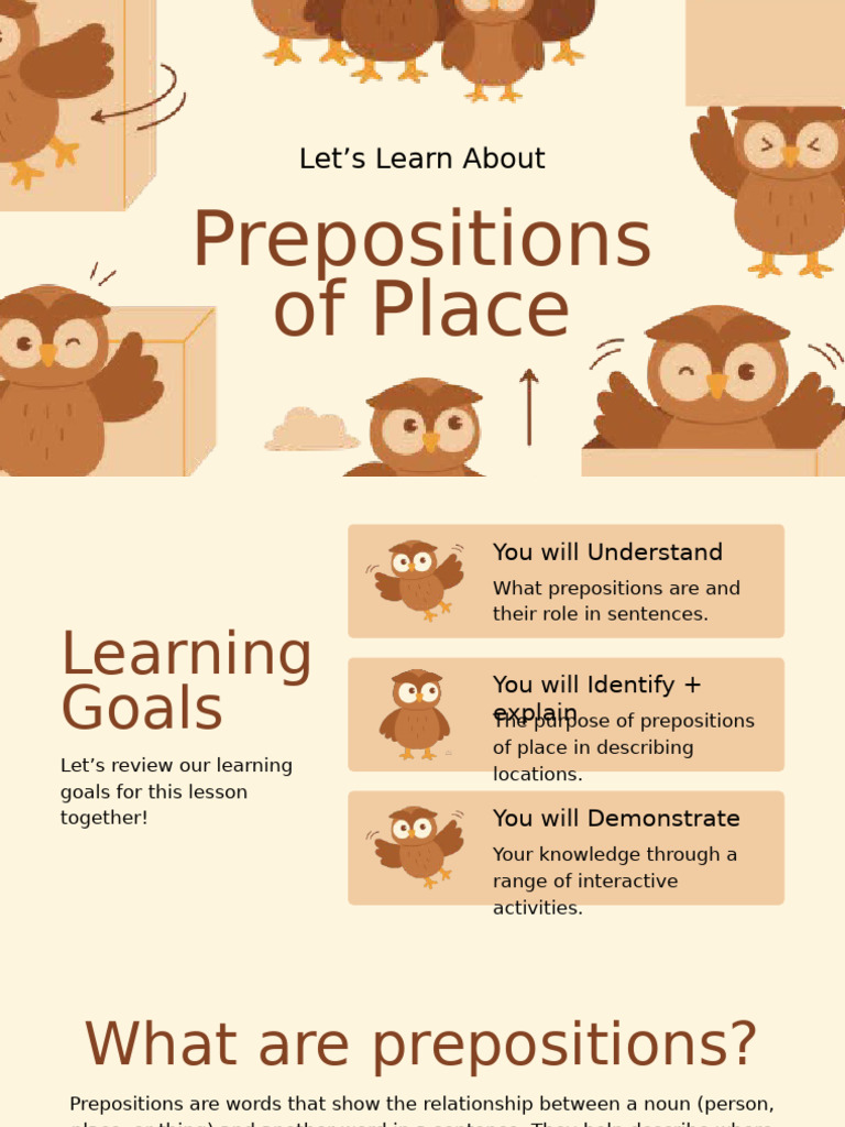 Prepositions of Place Educational Presentation in Beige, Orange and ...