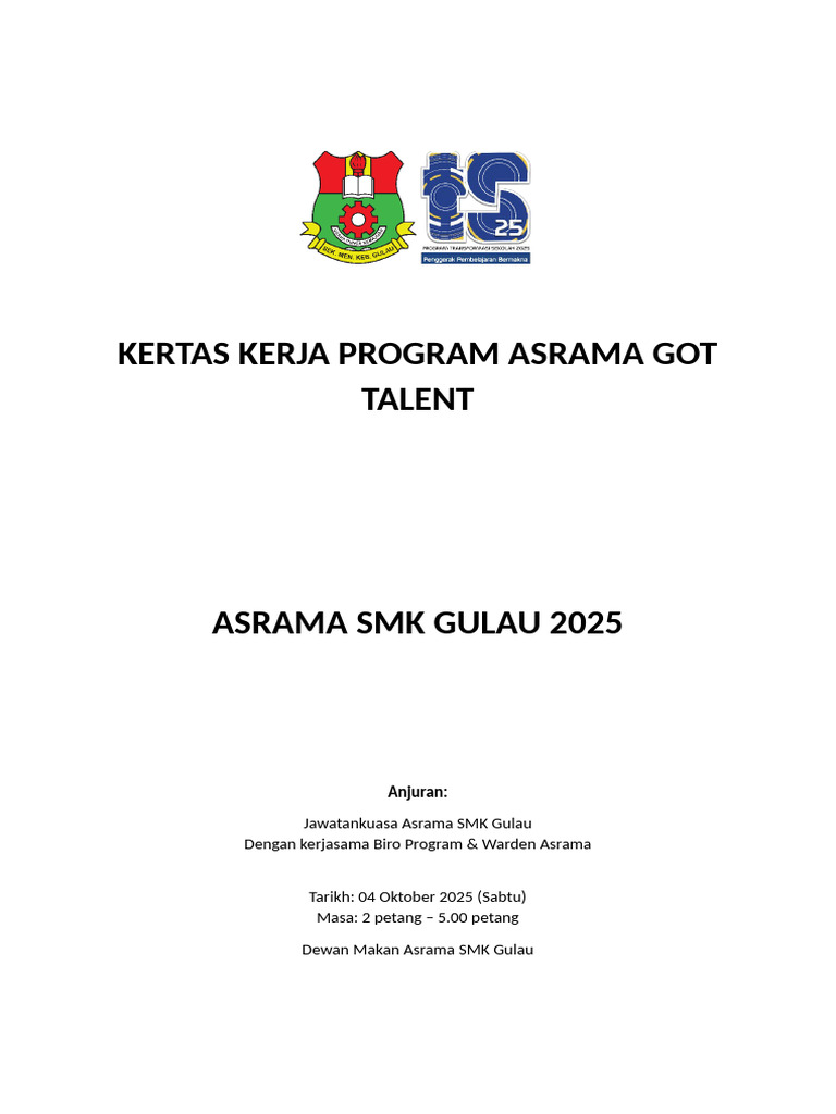 Asrama Got Talent SMK Gulau 2025 | PDF