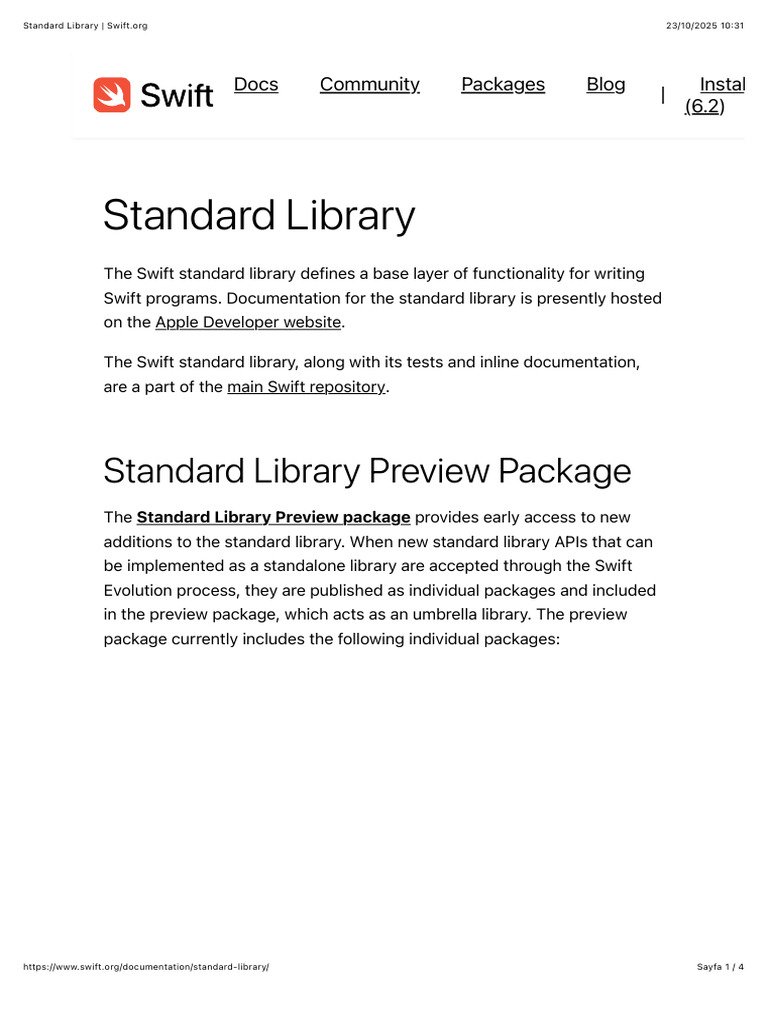 Standard Library | PDF | Swift (Programming Language) | Objective C