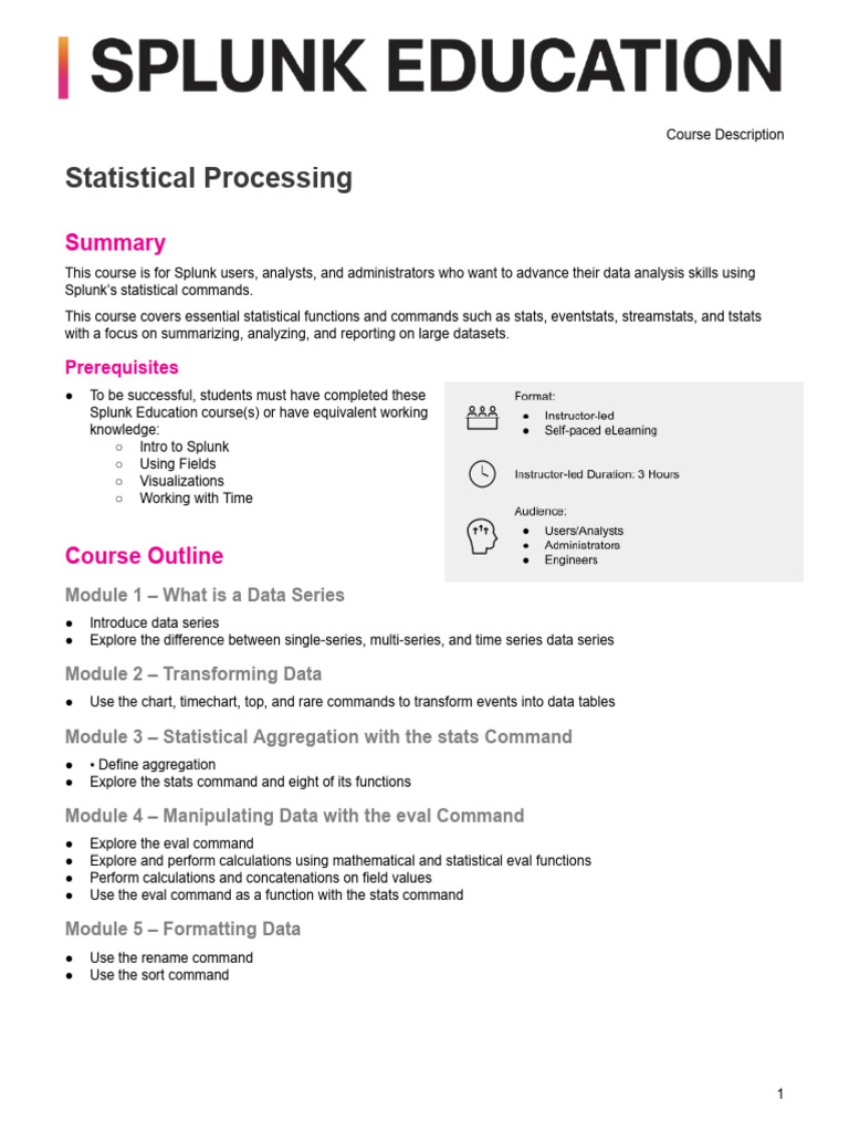 5 Statistical Processing Course Description | PDF