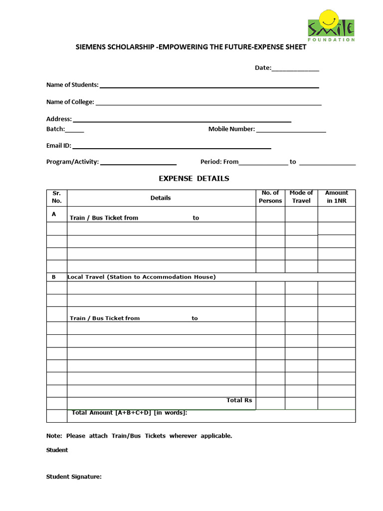 Expense Sheet Format | PDF