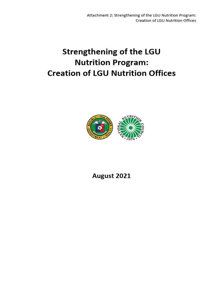 LGU Nutrition Office Creation Guide | PDF | Dietitian | Malnutrition