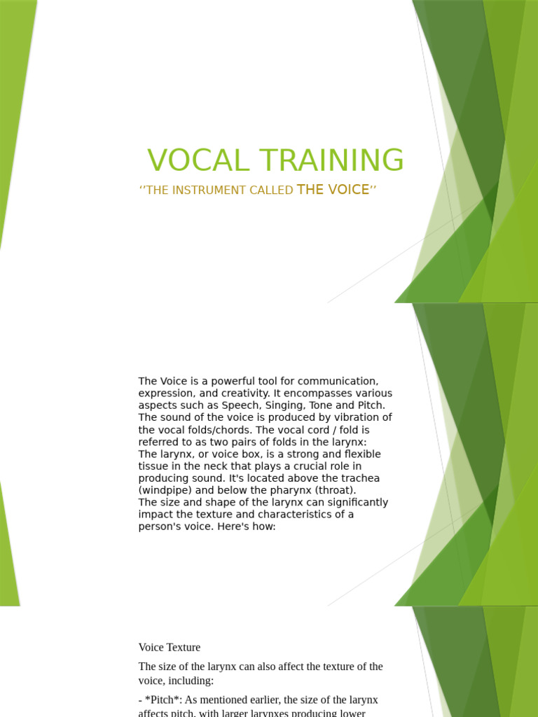 Benefits of Vocal Training Techniques | PDF