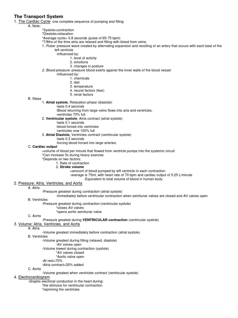 Bio Notes | PDF | Ventricle (Heart) | Atrium (Heart)