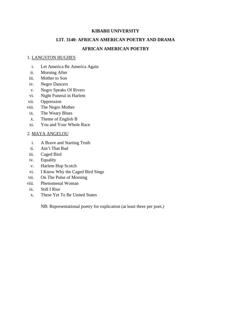 African American Poetry | PDF