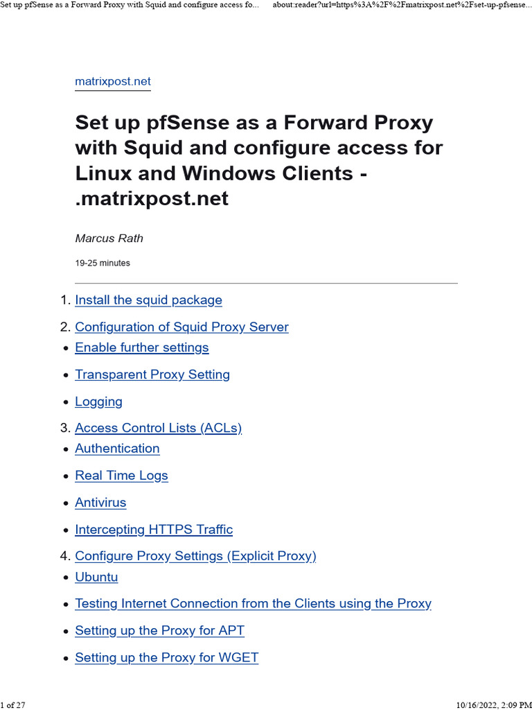 Set Up Pfsense As A Forward Proxy With Squid and Configure Access For ...