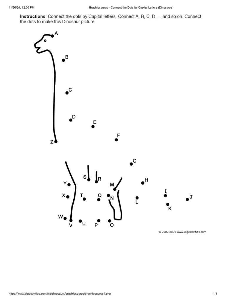 Brachiosaurus - Connect The Dots by Capital Letters (Dinosaurs) | PDF