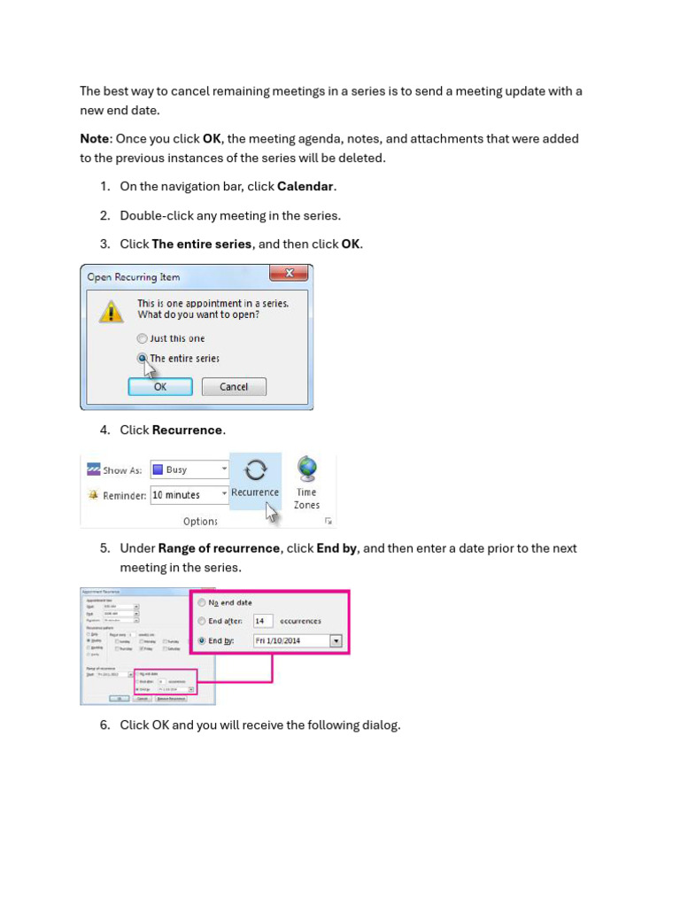 The Best Way To Cancel Remaining Meetings in A Series | PDF